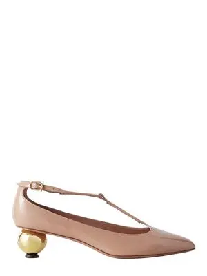 FERRAGAMO Tania Patent-leather Mary Jane Pumps - Neutrals