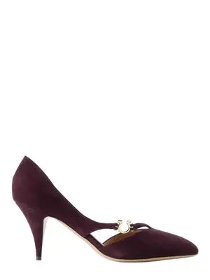 FERRAGAMO Moreen 70 Suede Pumps - Burgundy