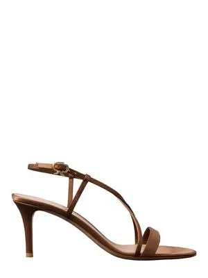 GIANVITO ROSSI 70 Satin Sandals - Brown