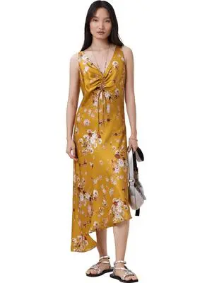 ALLSAINTS Alexia V-neck Midi Slip Dress - Yellow