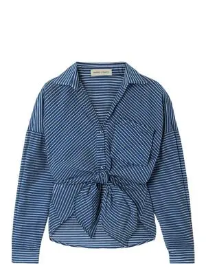 ANDRES OTALORA Ilusion Tie-detailed Striped Shirt - Blue