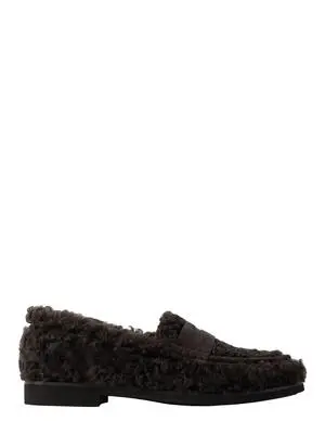 Brunello Cucinelli Bead-embellished Shearling Loafers - Brown