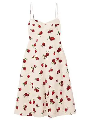 Khaite KHAITE Isabella Printed Cotton-Poplin Midi Dress Ecru