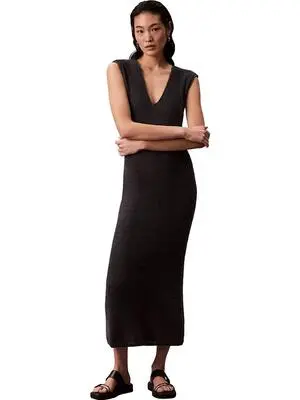Calvin Klein Knit Sleeveless Midi Dress - Ebony