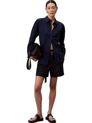 Calvin Klein Wool Blend Herringbone Utility Shorts - Dark Sapphire