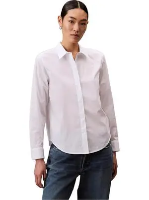 Calvin Klein Cotton Poplin Stretch Relaxed Button-down Shirt - Brilliant White