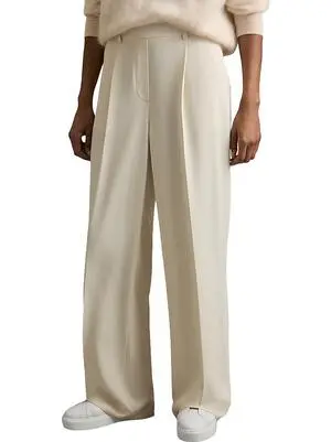 REISS Wide Leg Trousers - Cream