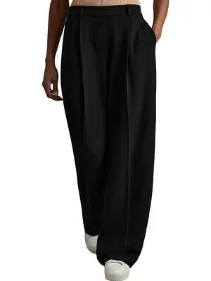 REISS Petite Wide-leg Trousers - Black