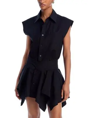 Alexander Wang T Cut Off Double Shirt Dress - Black