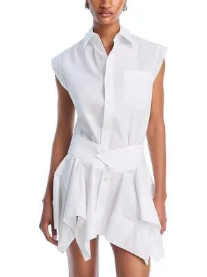 Alexander Wang T Cut Off Double Shirt Dress - White