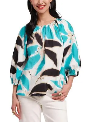 FRANCES VALENTINE Bliss Top Banana Leaf - Blue/multi