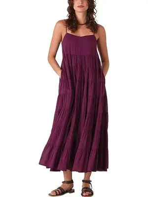 Whistles Cotton Tiered Maxi Dress - Plum