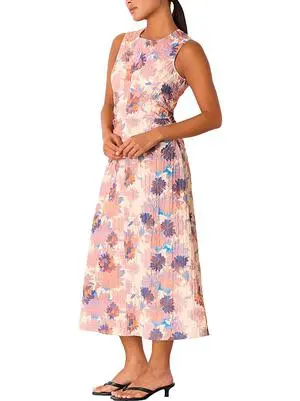 Whistles Floral Textured Midi Dress - Pink/multi