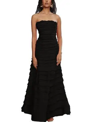 AMUR Amur Tiered Gown Black