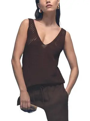 REISS Helena Open Stitch Vest - Chocolate