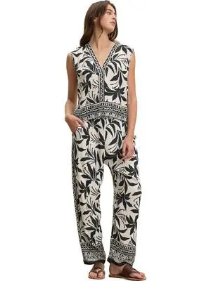 Velvet By Graham & Spencer Claudia Printed Viscose Pant - Black