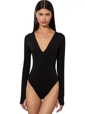 Alice + Olivia Olea Long Sleeve Bodysuit - Black