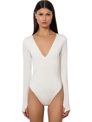 Alice + Olivia Olea Long Sleeve Bodysuit - White