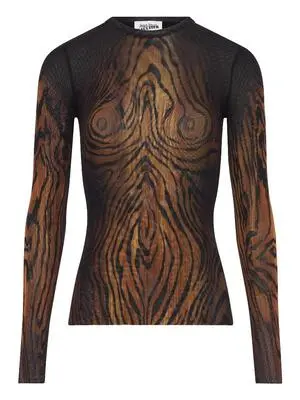 JEAN PAUL GAULTIER Mesh Long Sleeve Top - Black