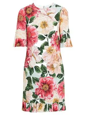 Dolce & Gabbana Floral-print Crepe Mini Dress - Pink