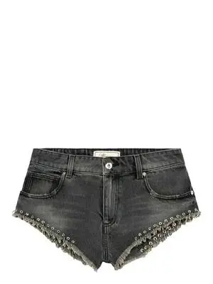 Blumarine Eyelet-detail Denim Shorts - Grey