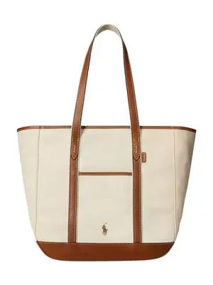 Ralph Lauren Embroidered-logo Canvas Tote - Neutrals