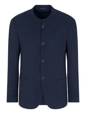 Giorgio Armani Cupro And Viscose Single-breasted Jacket - Blue