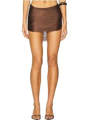JADED LONDON Printed Tassel Skirt - Brown