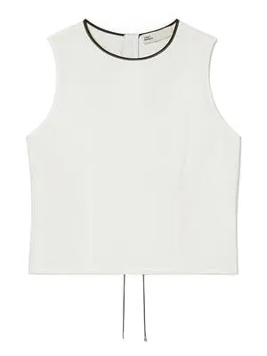 Tory Burch Viscose Linen Shell Top - White