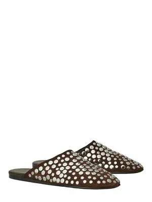 Tory Burch Studded Leather Mule Dark Cocoa