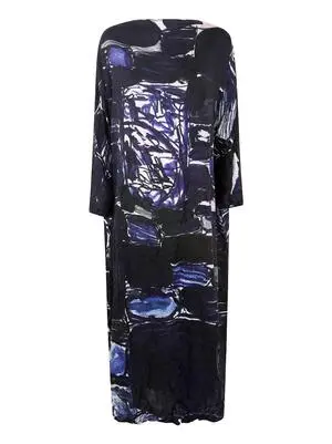 DANIELA GREGIS Abstract-print Silk Dress - Black