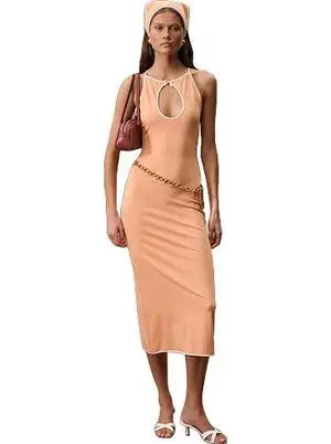 ROWEN ROSE Sleeveless Cut-out Long Dress - Orange