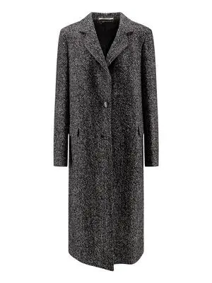 Tagliatore Amanda Herringbone Fabric Coat - Black