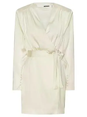 ROTATE BY BIRGER CHRISTENSEN Satin Wrap Mini Dress - White