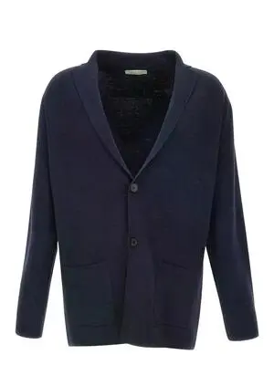 FILIPPO DE LAURENTIIS Peak-lapel Wool Cardigan - Blue