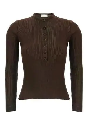 Magda Butrym Ribbed Silk Sweater - Brown
