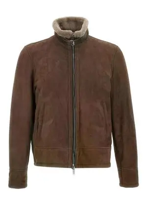 VOLFAGLI FIRENZE Shearling-collar Zip-front Jacket - Brown