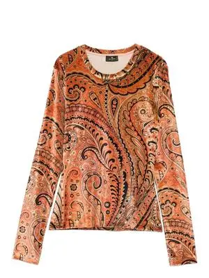 Etro Paisley-print Velvet Top - Neutrals