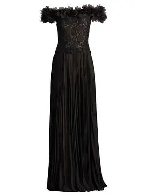 Tadashi Shoji Floral-lace Dress - Black