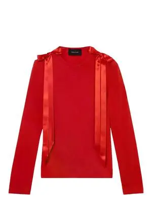 Simone Rocha Ribbon-bow Long-sleeve T-shirt - Red