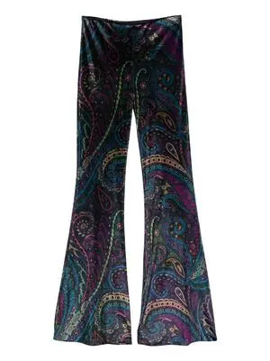 Etro Paisley-print Velvet Trousers - Blue