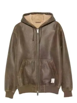 Emporio Armani Hooded Shearling Jacket - Brown