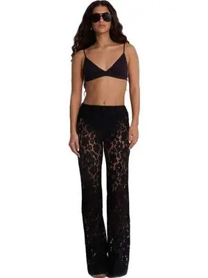 GOTTEX BEACH LIFE Saint Tropez Floral Lace Cover-up Pants - Black
