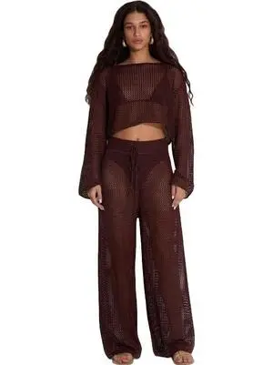 GOTTEX BEACH LIFE Crochet Beach Pants - Dark-brown