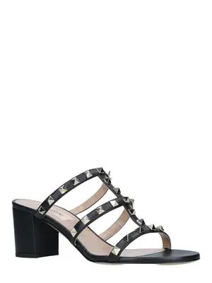 Valentino Garavani Leather Rockstud Mules - Black