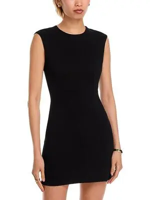 Aqua Ponte Seamed Mini Dress Black