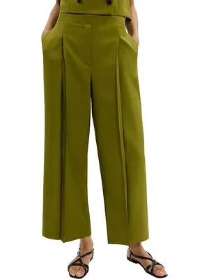 Theory Deep Pleated Pants Avocado