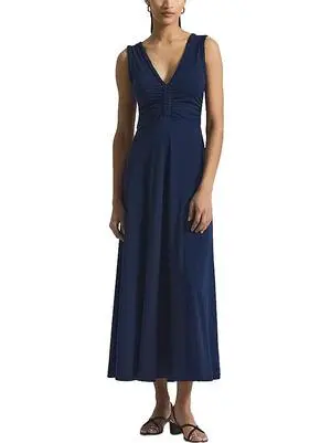 Derek Lam 10 Crosby Misha Matte Jersey Ruched Dress - Navy