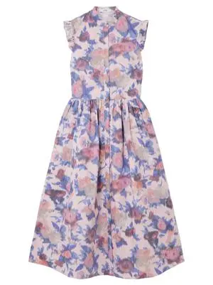Erdem Ruffled Gathered Floral-print Midi Dress - Pink