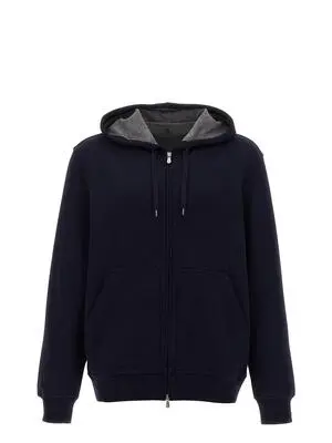 Brunello Cucinelli Cotton-blend Zip-up Hoodie - Blue